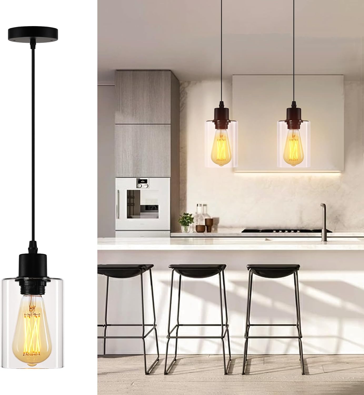 Kitchen Pendant Light Fixtures, 47.1 Inch Adjustable Length Modern ...