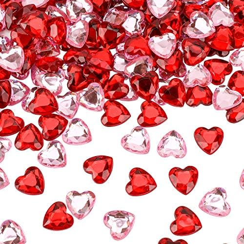 Amazon.com: 700 Pcs 2 Sizes Red Acrylic Hearts Charms Crystal Heart ...