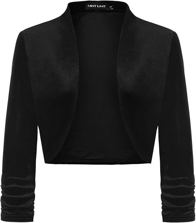 MINTLIMIT Women's Cocktail Party Open Front Cardigans Ruched 3/4 Sleeve ...