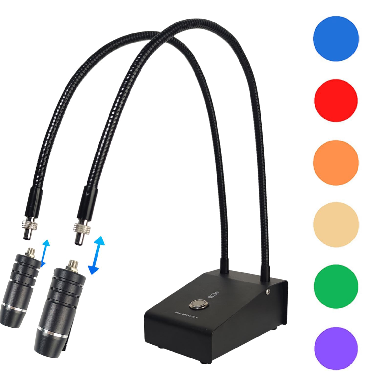 6W Microscope Light Dual LED Gooseneck, 6500K LED Bulb Changeable ...