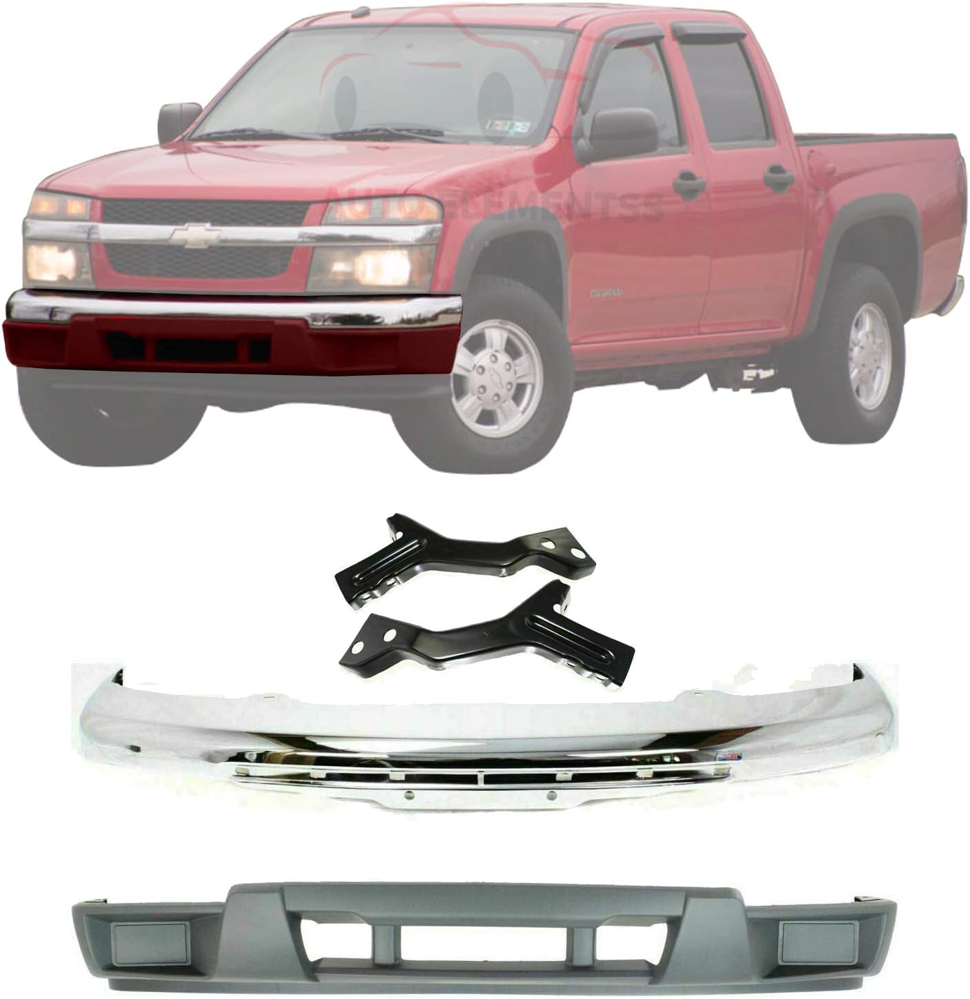 Amazon.com: New Front Bumper Impact Bar Chrome with Brackets + Lower ...