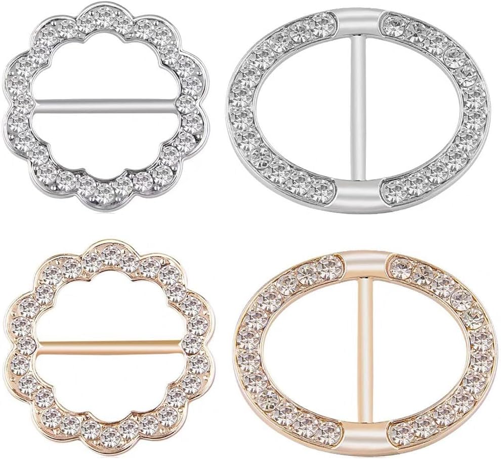 4 Pcs Scarf Rings Buckle for Women Shiny Metal T-Shirt Clips Durable ...