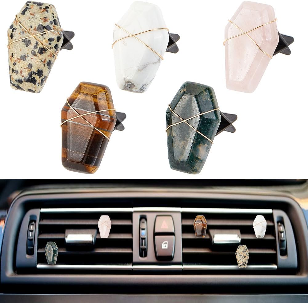 Amazon.com: OLYCRAFT 5pcs Coffin Shape Crystal Stones Car Vent Clips ...