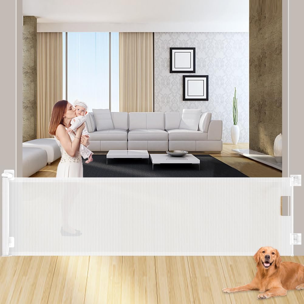 Amazon.com: 137 Inches Retractable Baby Gate Extra Wide, Large Opening ...