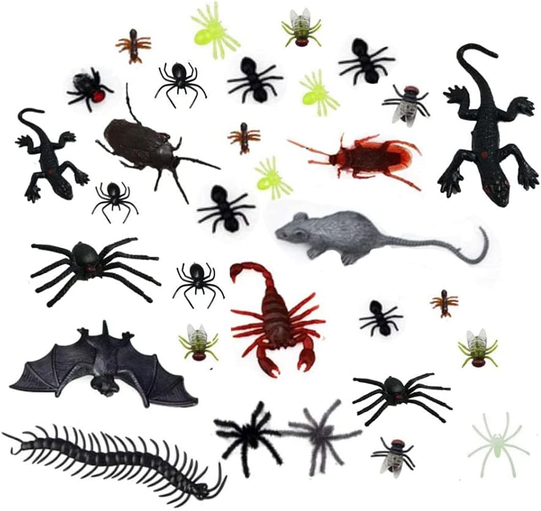Etec 44 Pieces Plastic Realistic Bugs Fake Snake Cockroaches Spiders ...