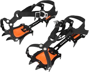 Syrisora Adjustable Snow Crampons, 10 Toothed Ice Gripper Slip ...