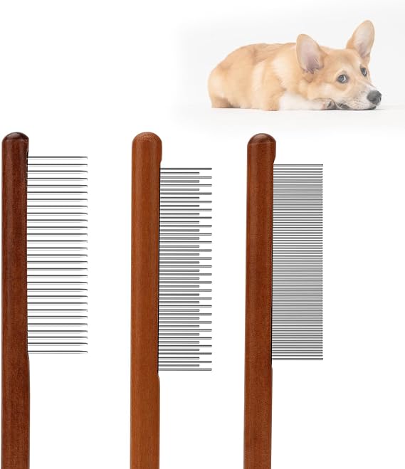 NQEUEPN 3pcs Grooming Comb for Pets, Solid Wooden Cat Combs with Wide ...