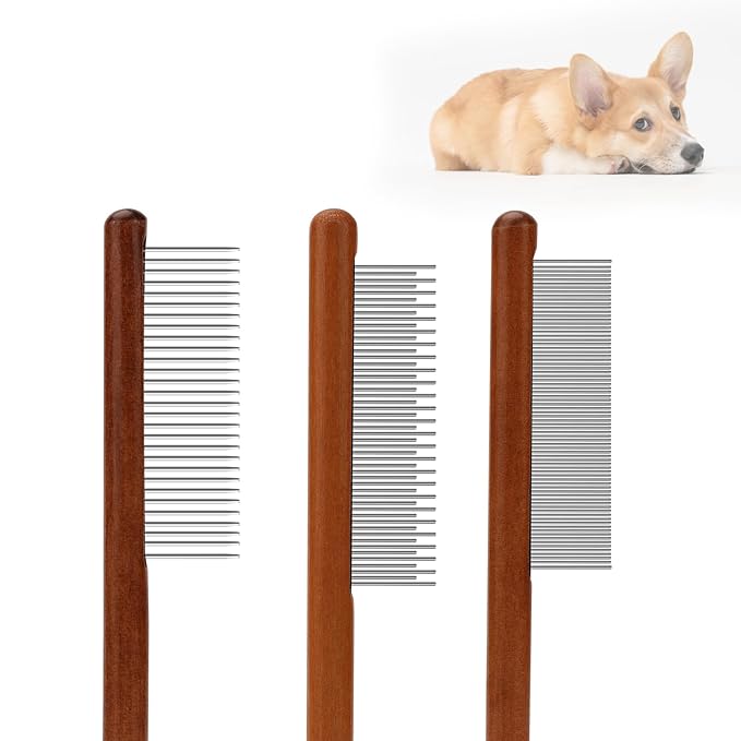 Amazon.com : 3pcs Grooming Comb for Pets, Solid Wooden Cat Combs with ...