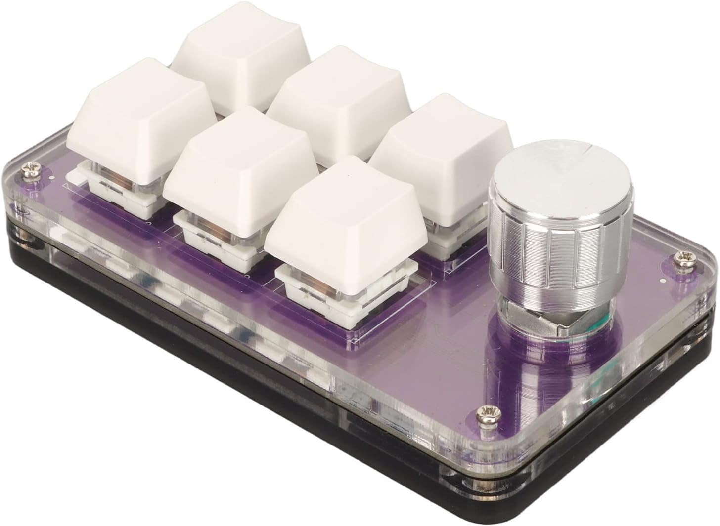 6 Keys One Handed Mechanical Keyboard, Programmable Macro Keyboard with Knob and RGB Light ...