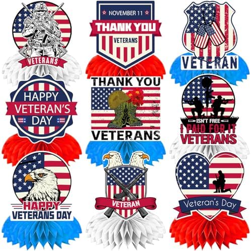 Amazon.com: Veterans Day Decorations Honeycomb Centerpieces 9pcs Double ...