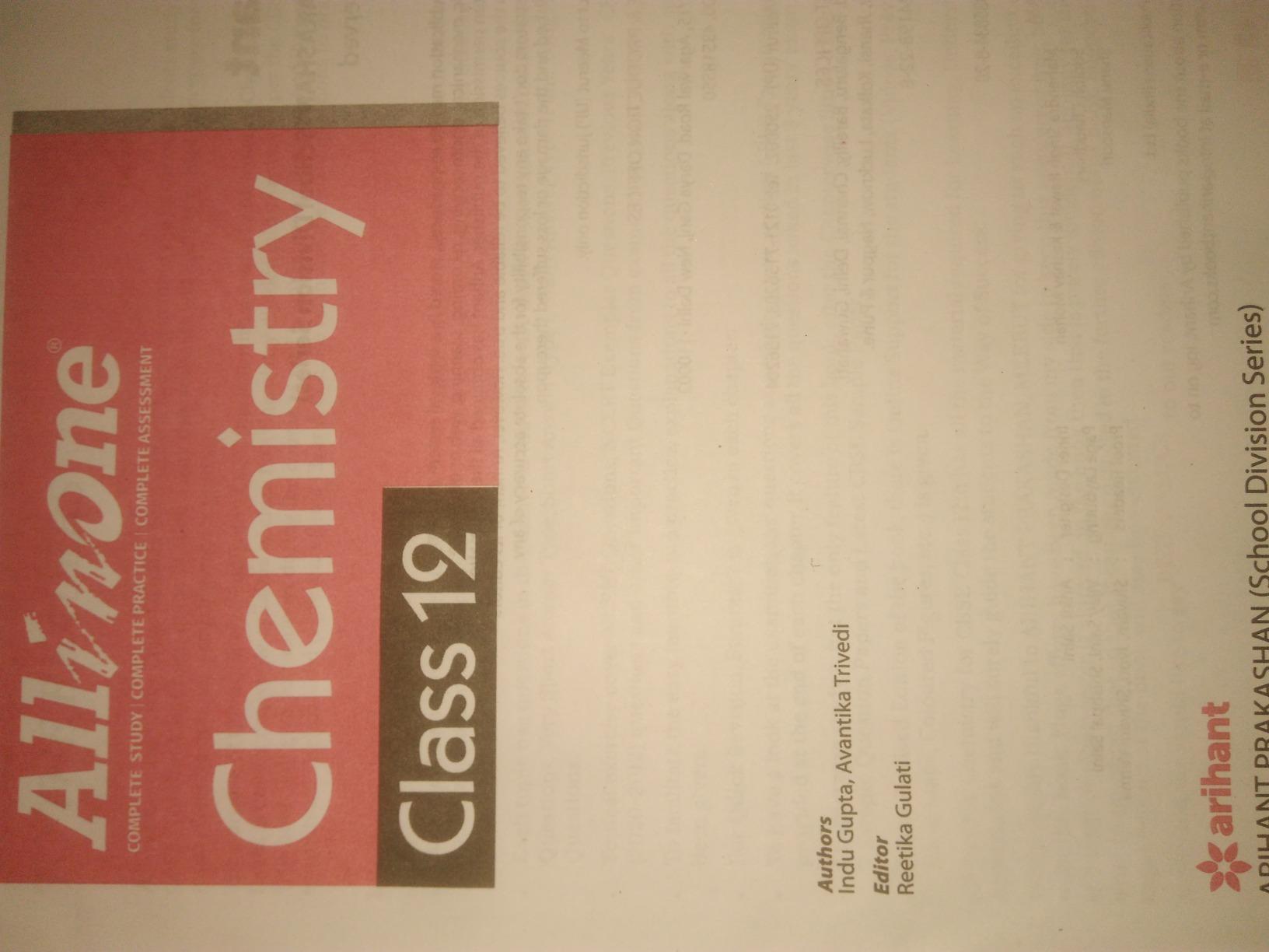 All In One Chemistry CBSE Class 12 2020-21 (Old Edition) : Indu Gupta ...