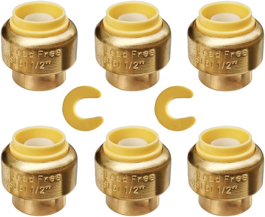 Amazon.com: HQMPC 1/2" Push Fit PEX End Cap, Push-to-Connect Brass ...