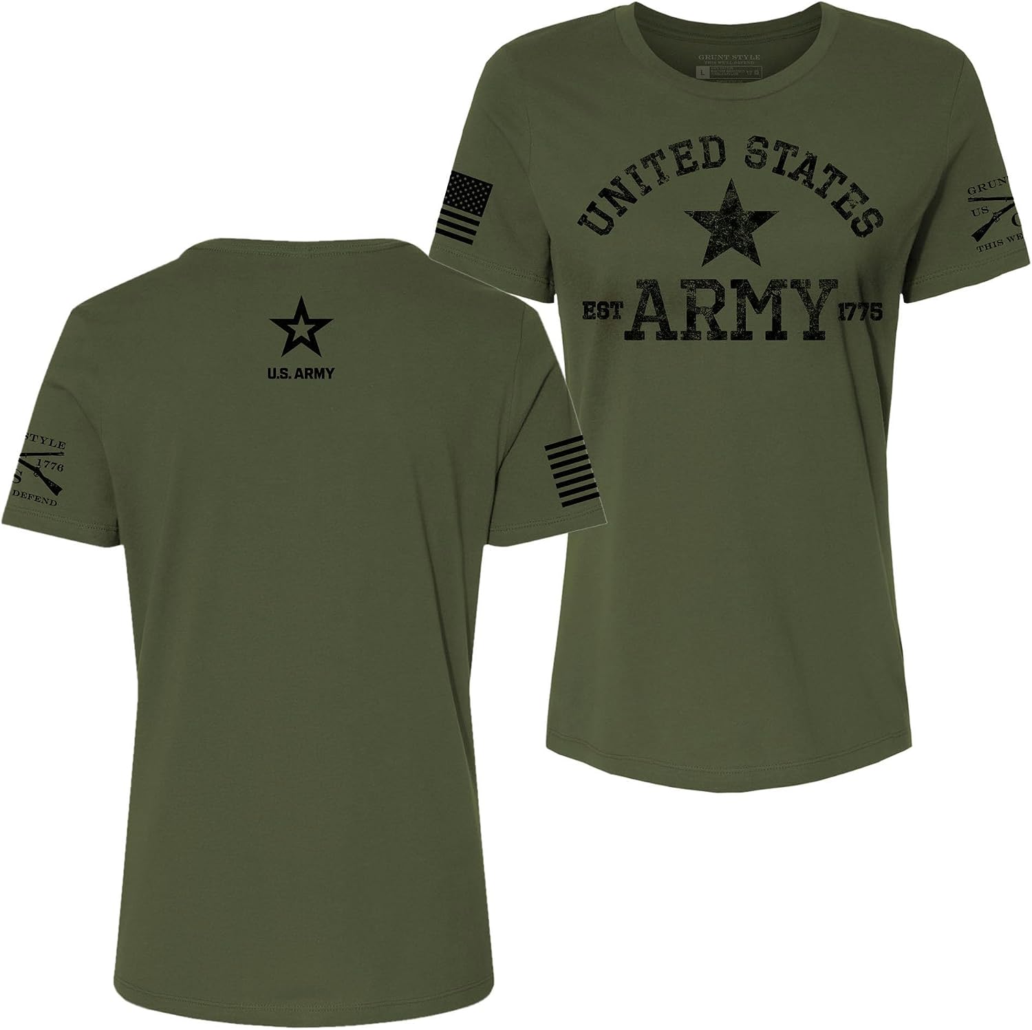 Amazon.com: Grunt Style Army Est. 1775 Women's T-Shirt (XLarge ...