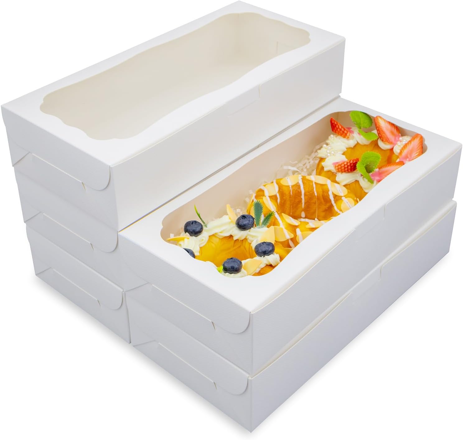 Amazon.com: Capkyke 24pcs 12x5.5x2.5 Inch White Bakery Boxes Cookie ...