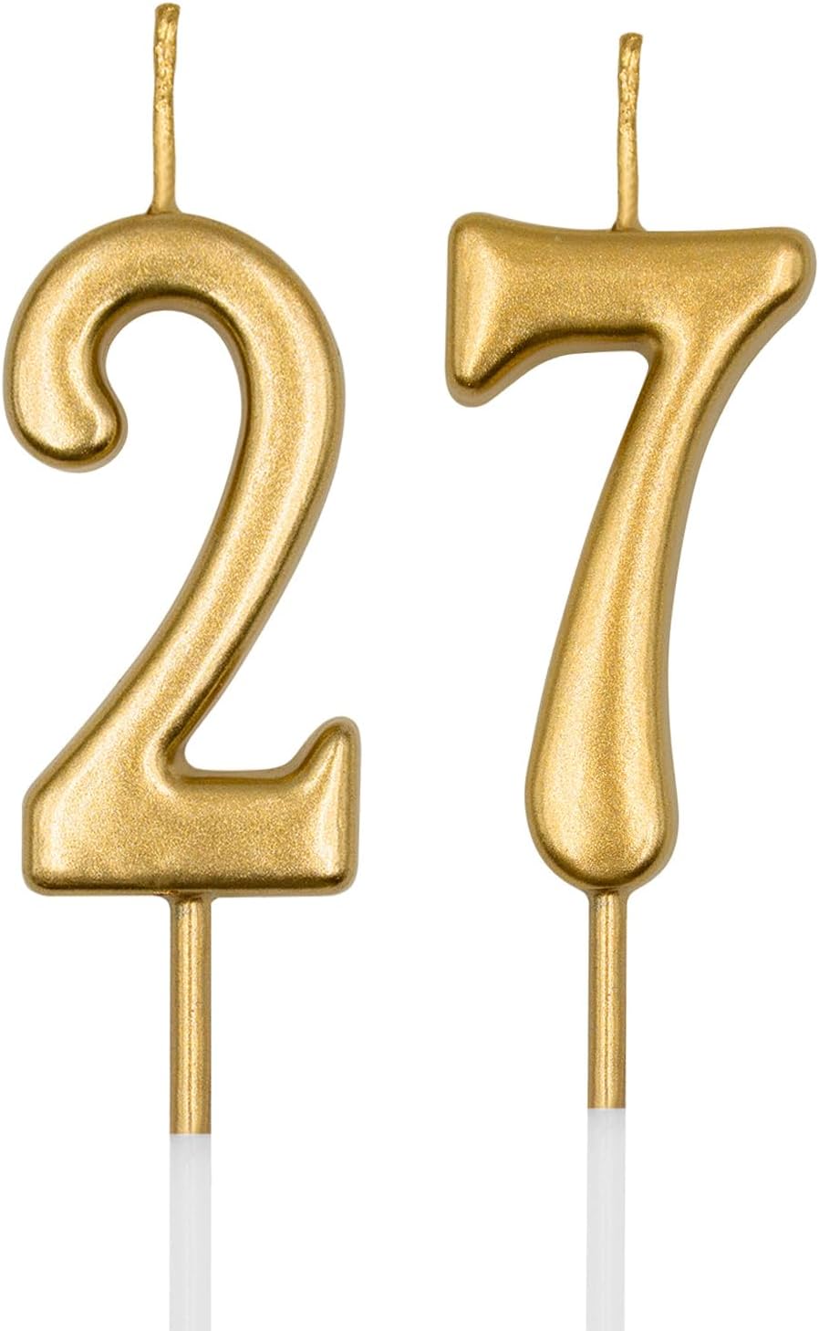 Amazon.com: 27th & 72nd Birthday Candles, Champagne Gold Number 27 72 ...