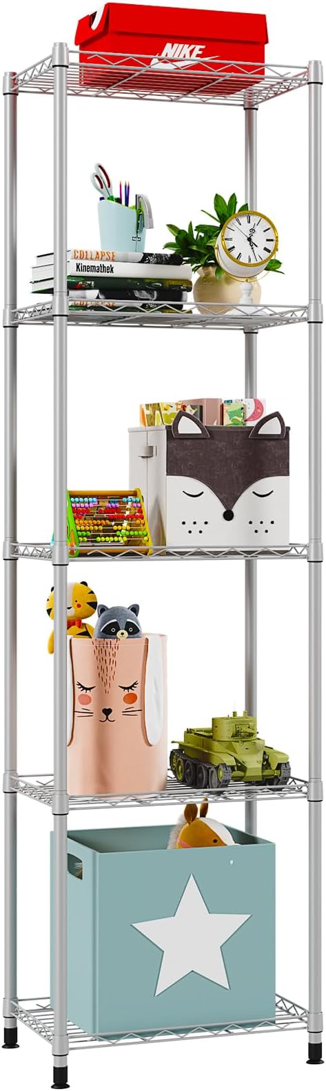 Amazon.com: YisanCrafts 5 Tier Fixed Layer Spacing Storage Shelf Metal ...