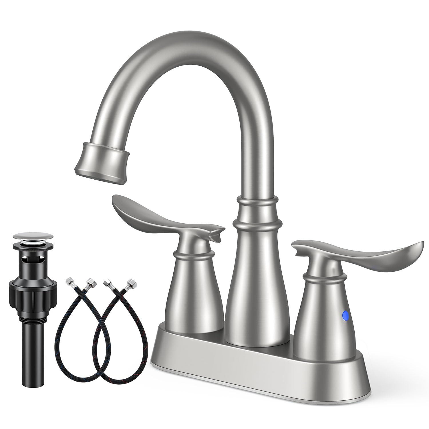 LUFEIDRA Bathroom Faucets with Pop-up Drain, Lead-Free 4 inch Centerset ...