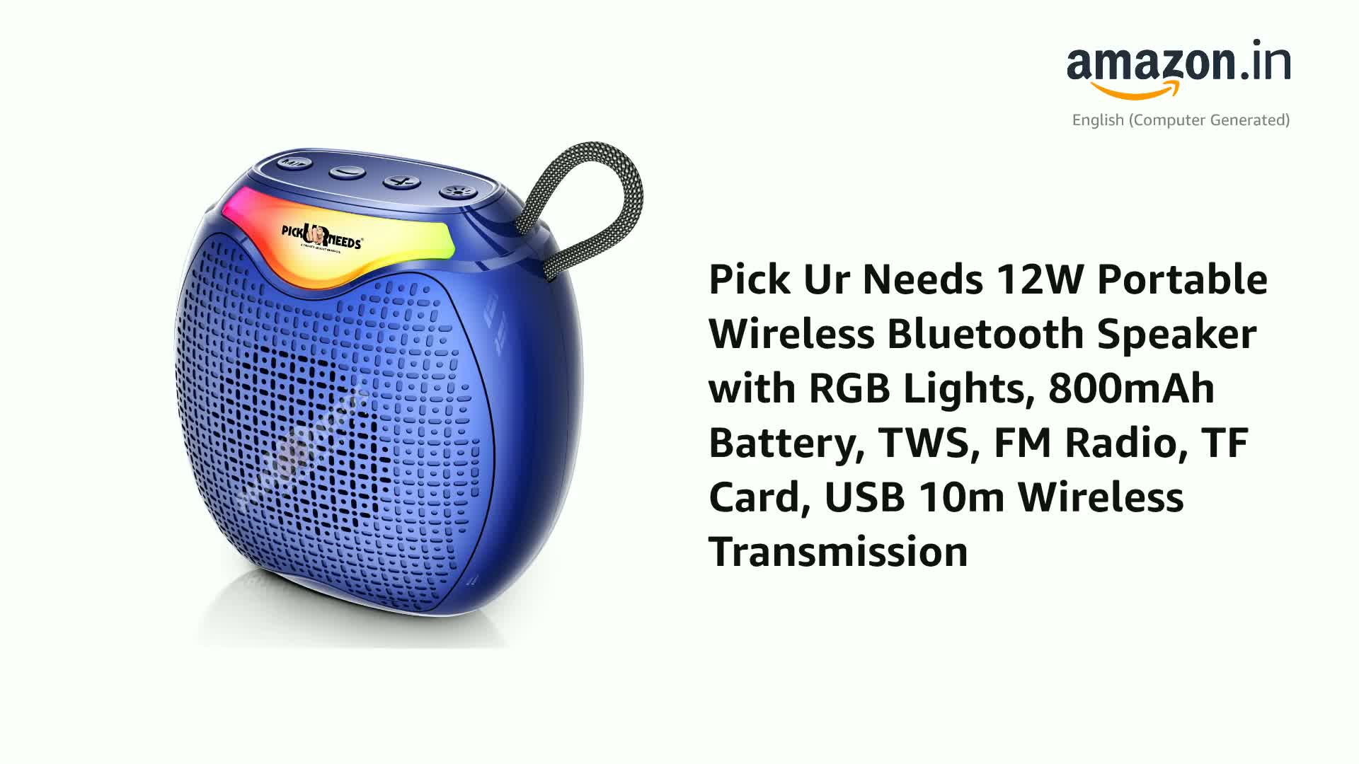 Watch Pick Ur Needs 12W Portable Wireless Bluetooth Speaker with RGB ...