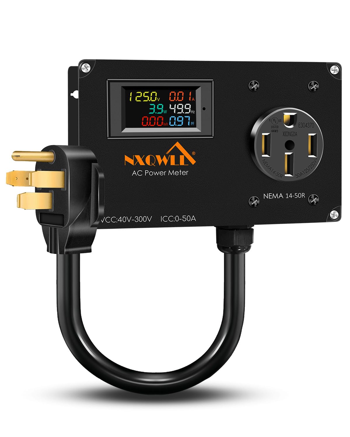 50A AC Power Meter, 40-300V LCD Display Digital Multimeter Tester, NEMA ...