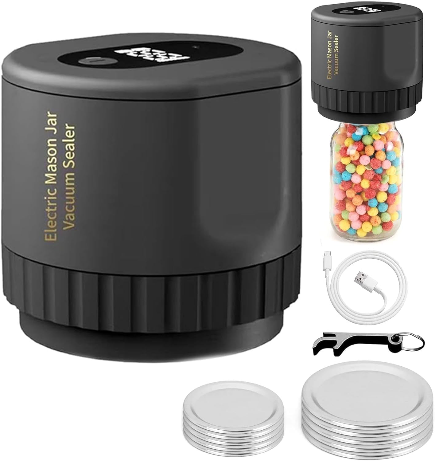 PIPLYKI Mason Genie Vacuum Sealer, 2024 New Electric Mason Jar Vacuum ...