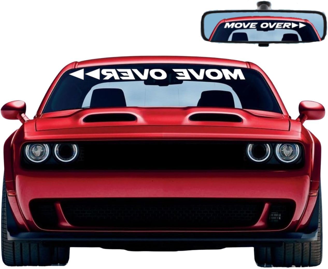 Amazon.com: 40" x 4" Move Over (Mirrored) Funny Car Windshield Sticker ...