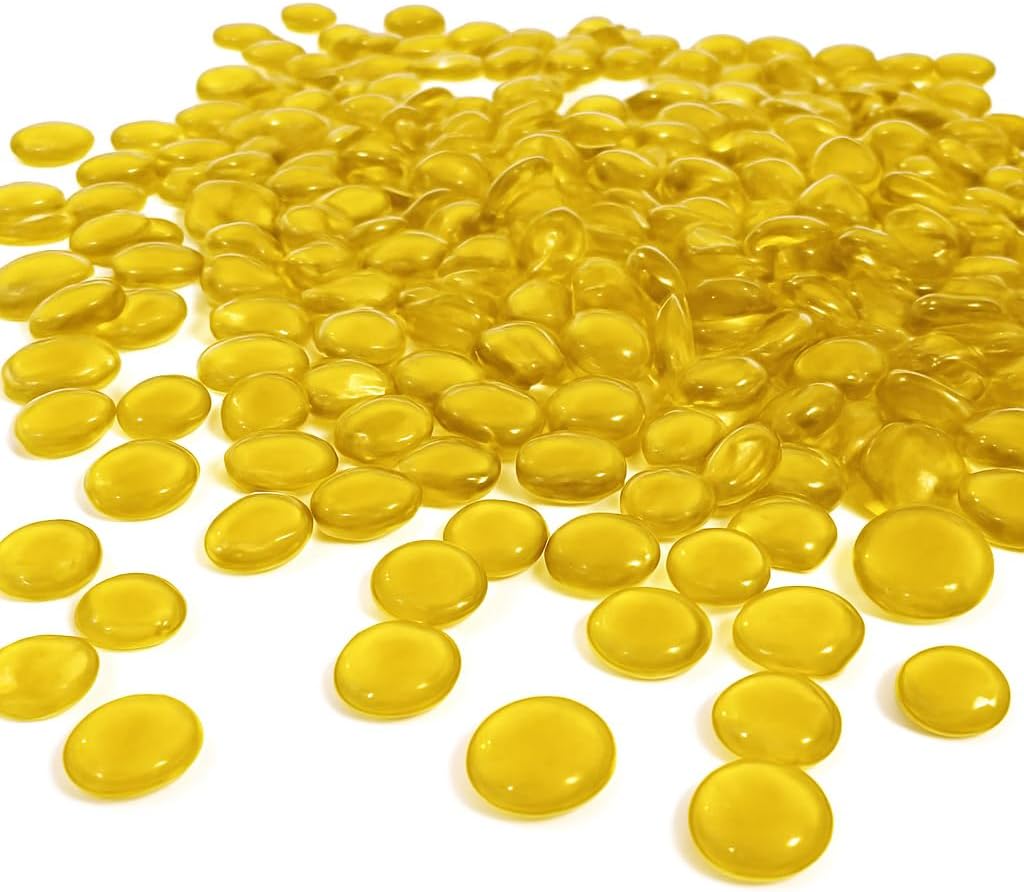 Amazon.com: ARSUK Flat Glass Marbles Yellow – 1 lb (100 pcs, 17–20 mm ...