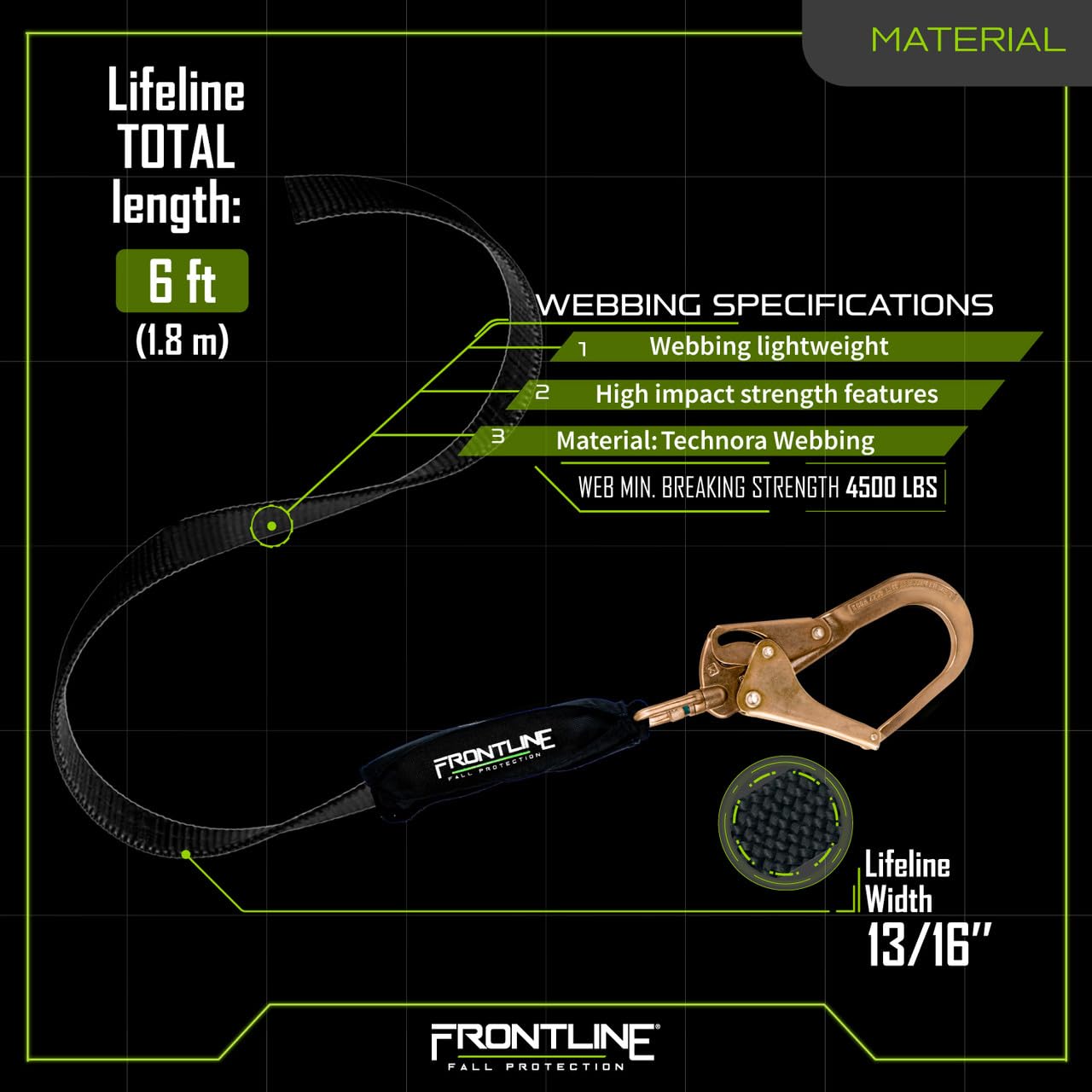 Frontline Fall Protection RPW061R Web Single Leg 6ft SRL with Steel ...