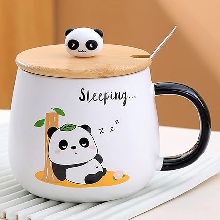 Amazon.com: Arawat Cute Panda Mug Gifts Kawaii Cup Panda Coffe Mugs with Lid & Spoon Panda Print ...