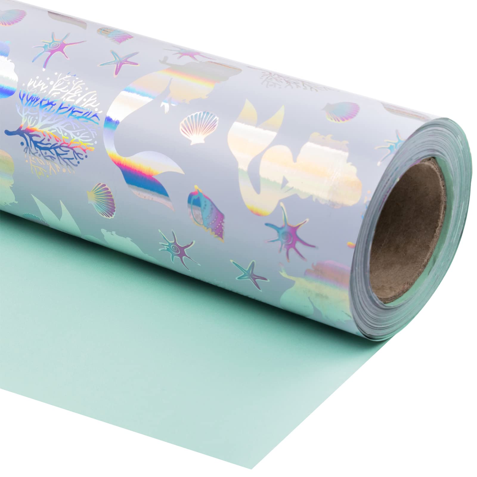 Amazon.com: WRAPAHOLIC Reversible Mermaid Wrapping Paper Roll - 30 Inch ...