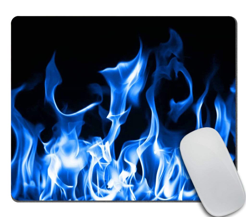Amazon.com : Amcove Personalized Blue Fire Mouse Pad Customized ...