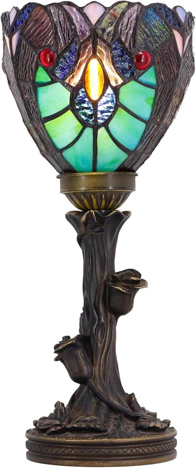 AVIVADIRECT Small Tiffany Lamp Mini Stained Glass Table Lamp Green ...