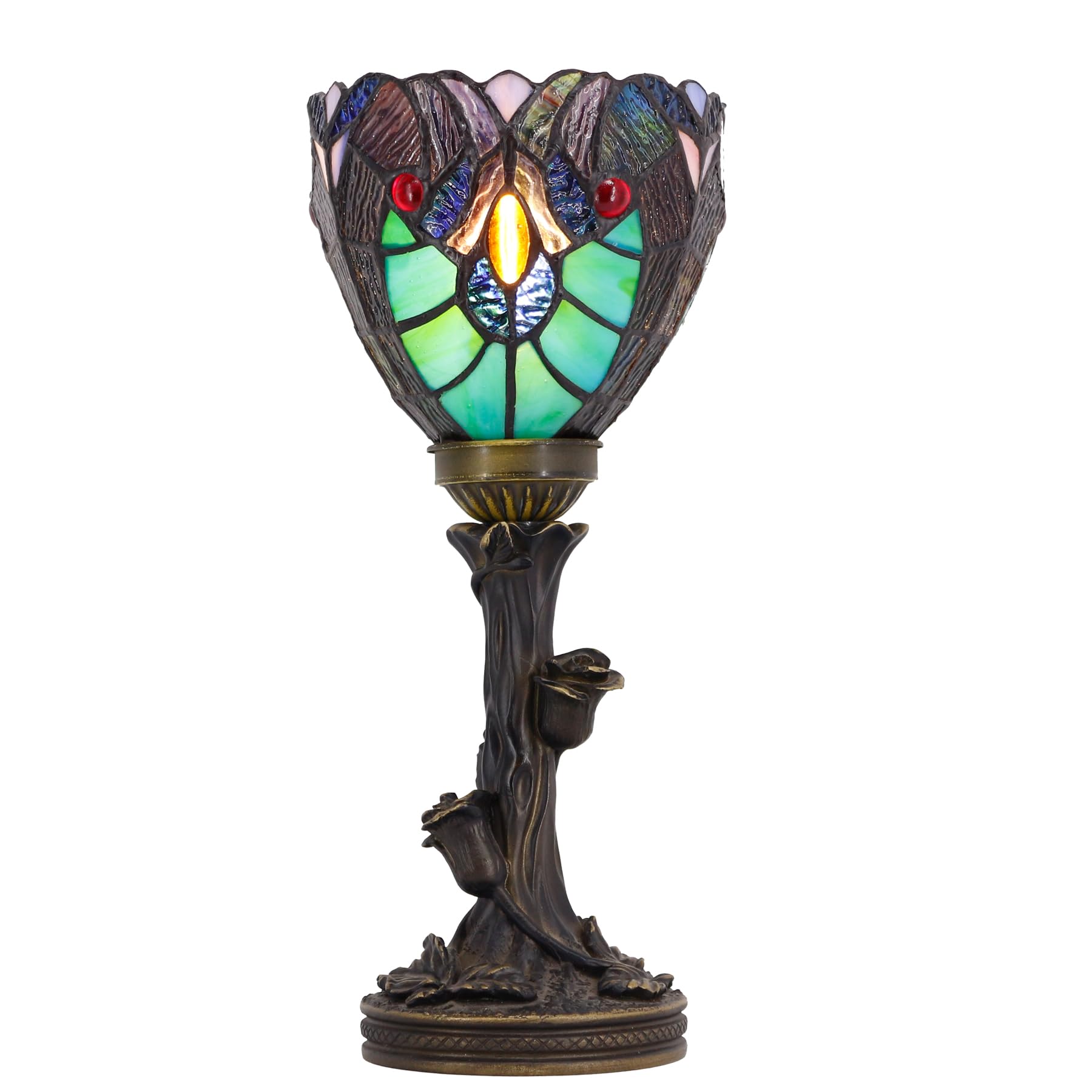 AVIVADIRECT Small Tiffany Lamp Mini Stained Glass Table Lamp Green ...