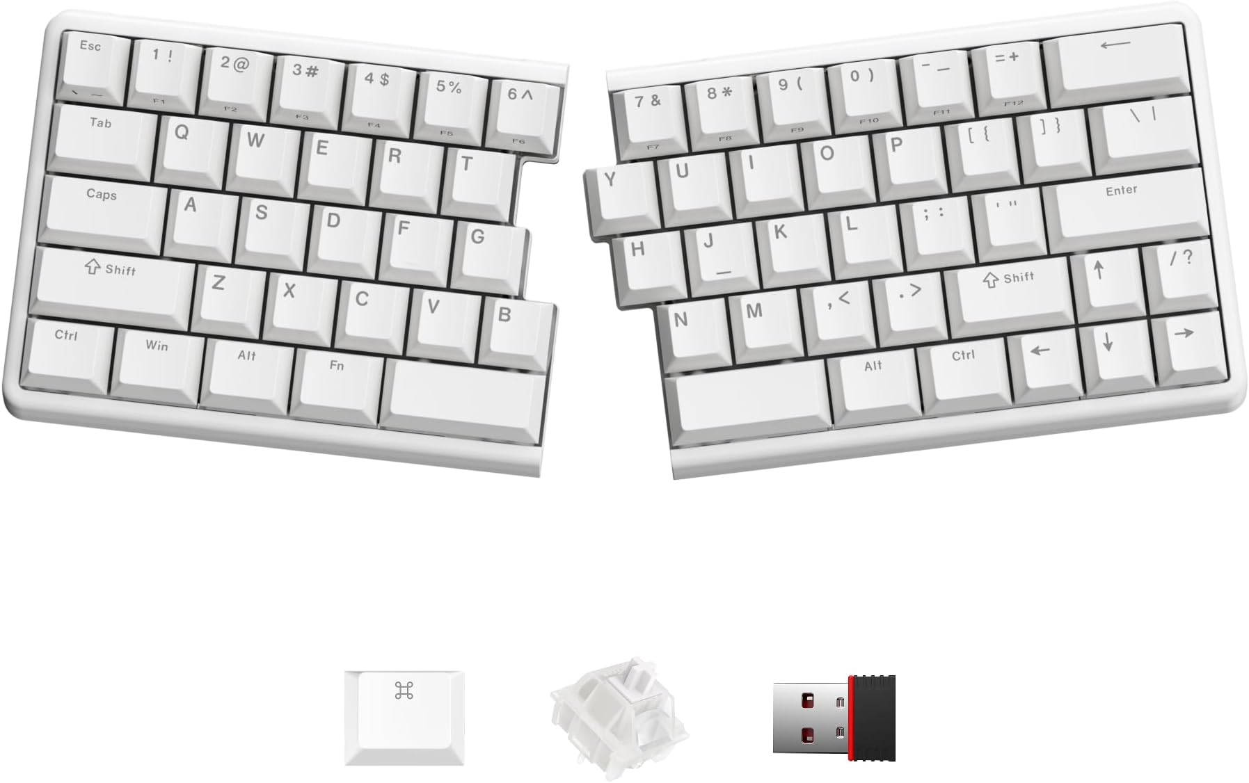KBDcraft 07Israfel 50% Ergo-Split Low-Profile Mechanical Keyboard, 56 ...