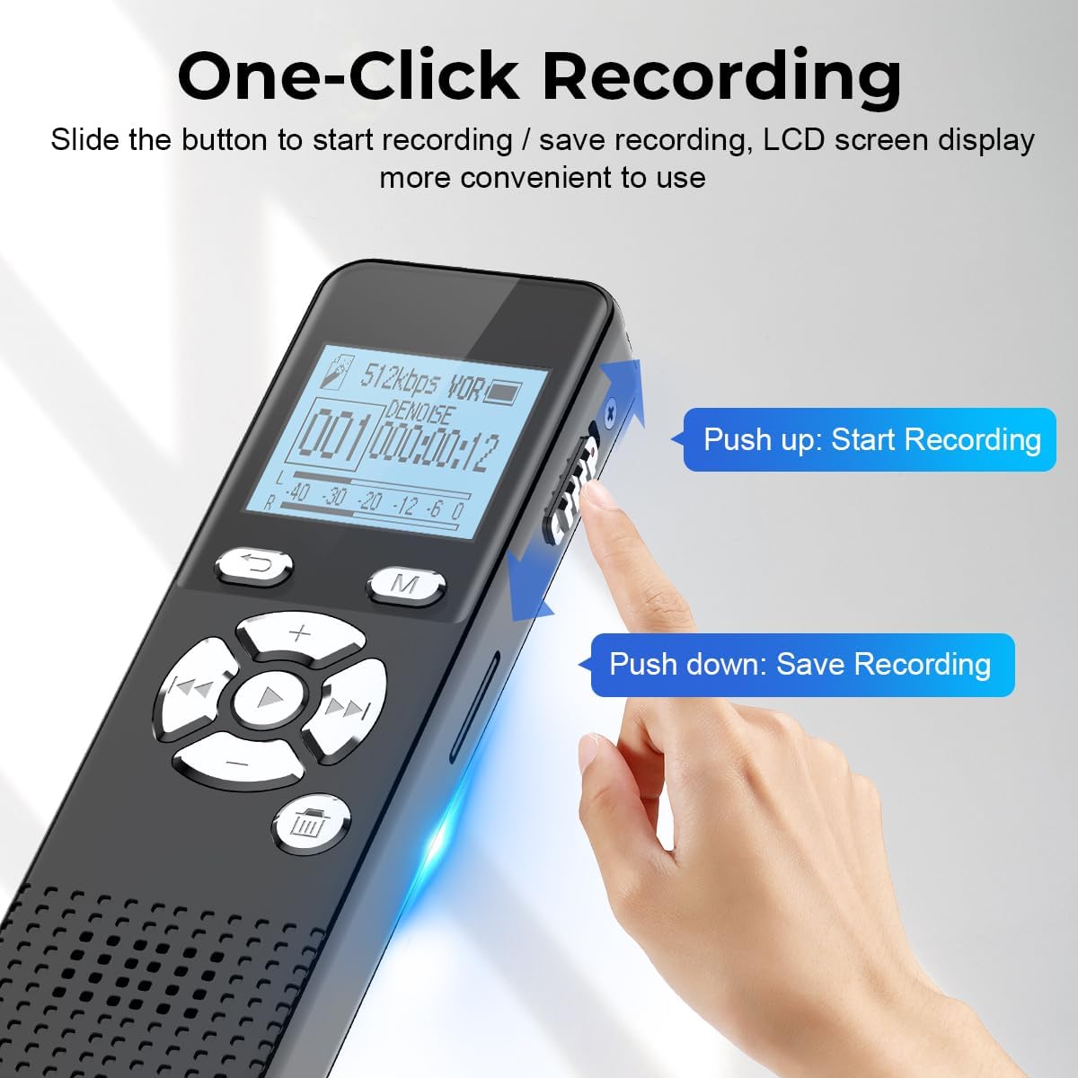 Digital Voice Activated Recorder with Playback - 72GB Audio Recording ...