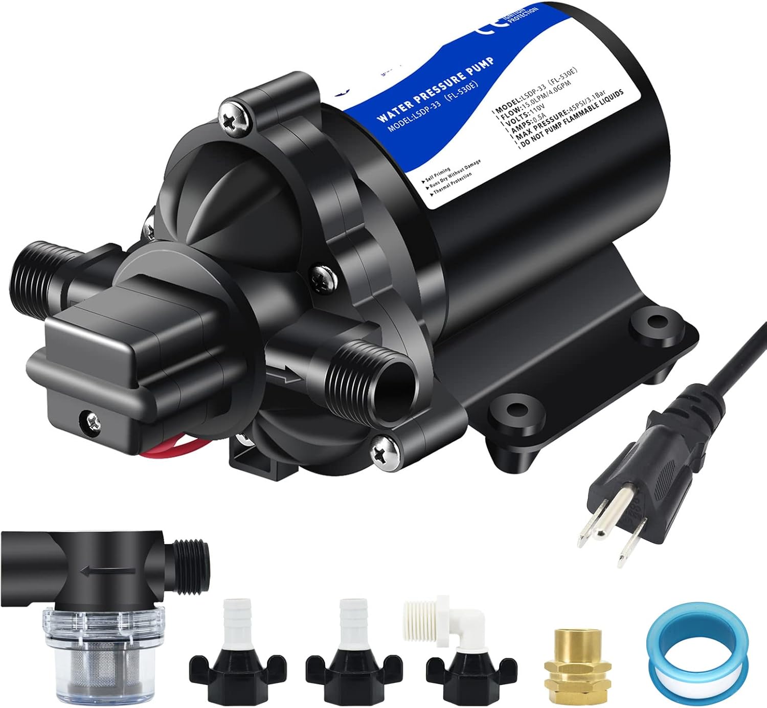 4 Gpm 120 Volts Fresh Water Transfer Pump Utility Pump for garden Hose ...