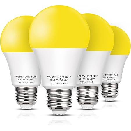 DEWENWILS LED Light Bulbs Outdoor, A19 Yellow Light Bulb, 9W(60W ...