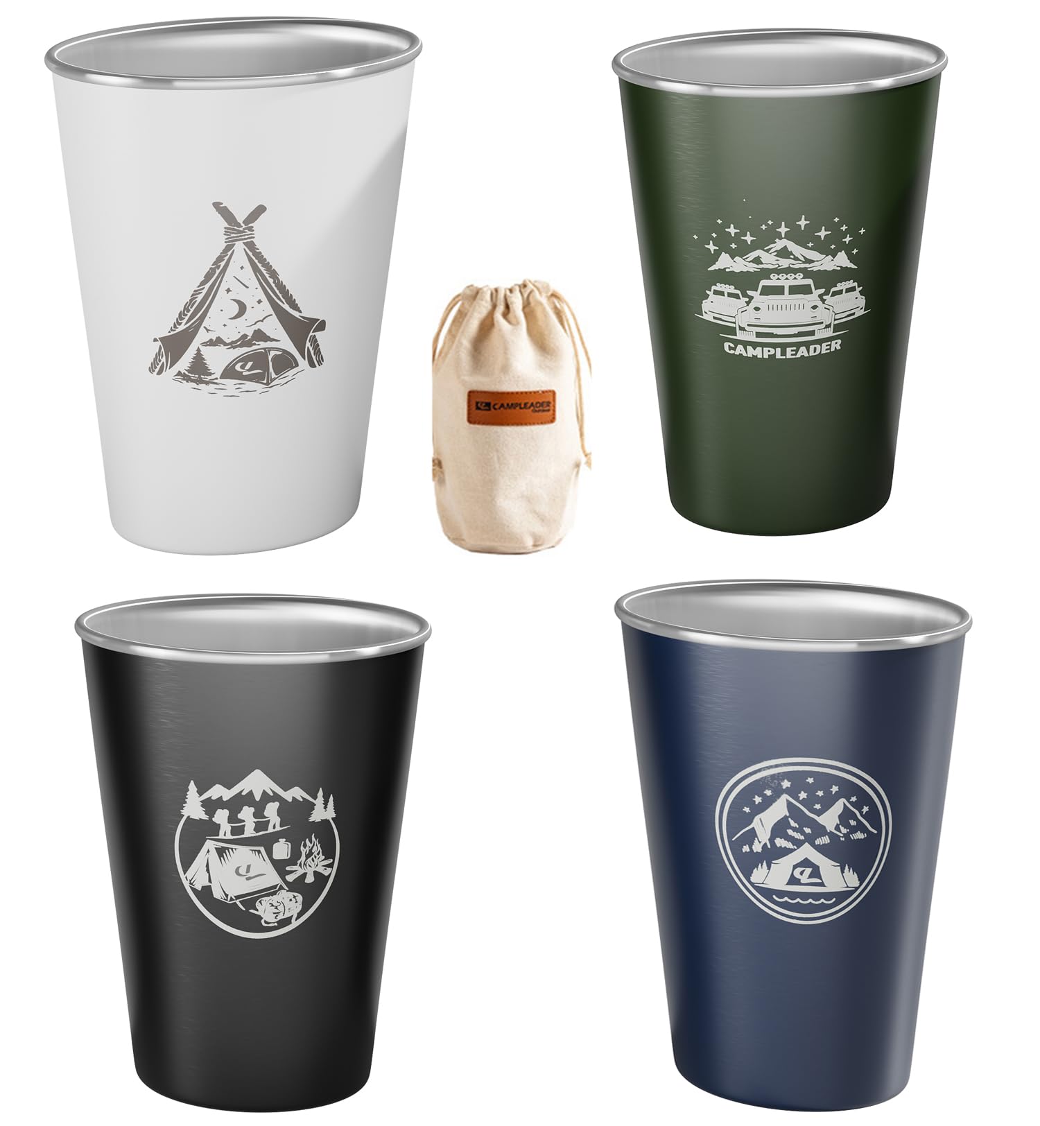 Amazon.com: 4pcs Camping Mugs Camping Coffee Cups Barbecue Beer Mug ...