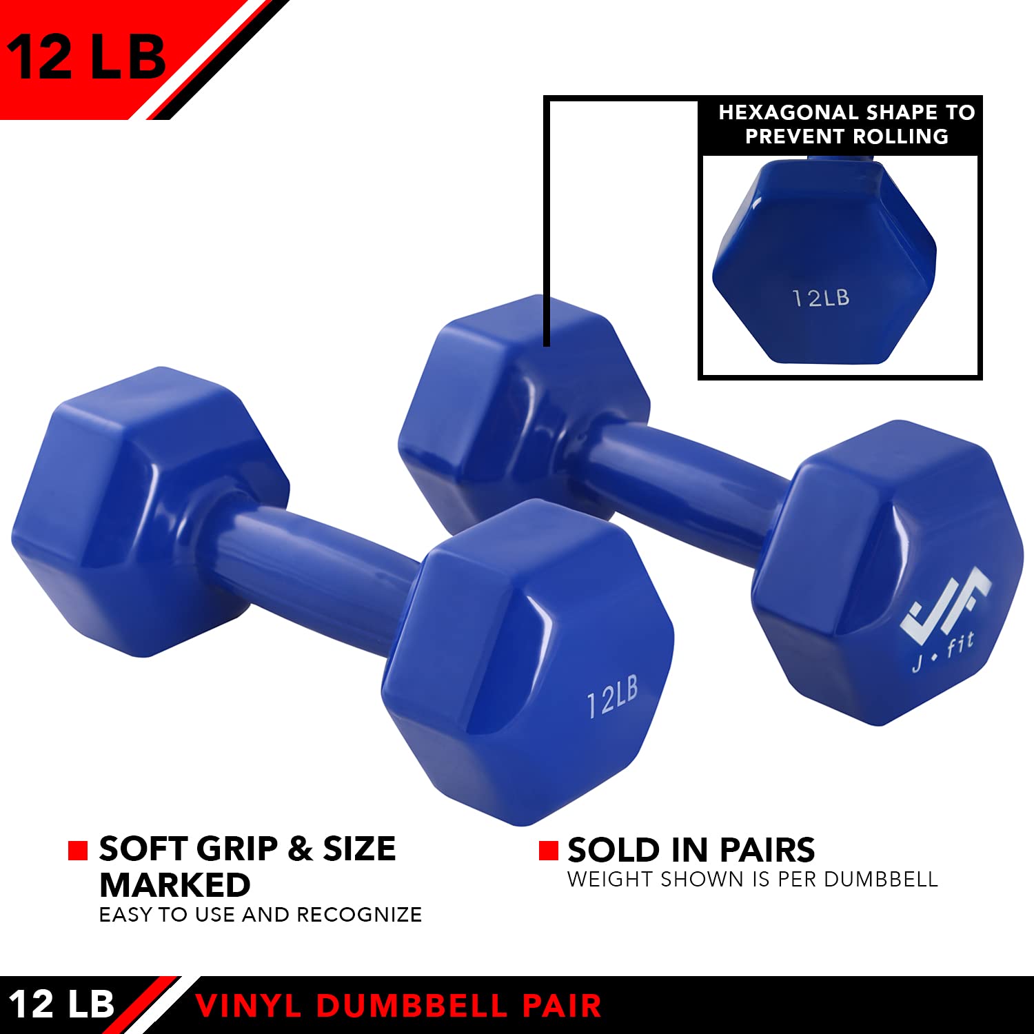 JFIT Dumbbell Hand Weight Pairs and Sets – Neoprene and Vinyl Dumbbell ...