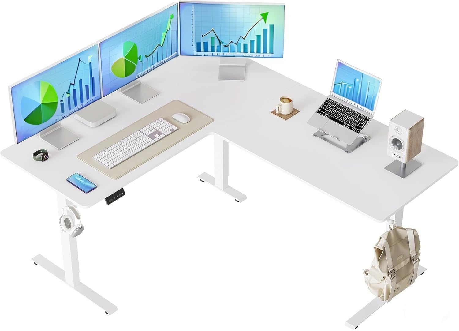 Amazon.com: Mr IRONSTONE L Shaped Electric Standing Desk, 59 x 47 Inch Height Adjustable Desk ...