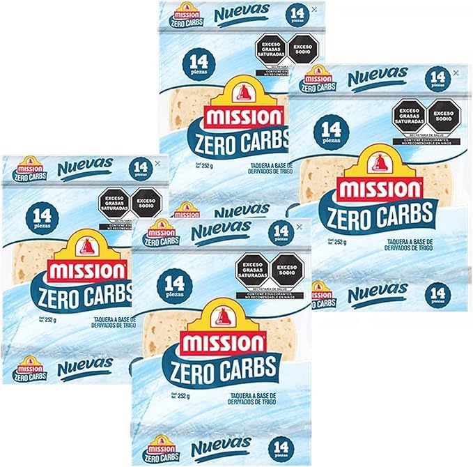 Tortilla Mission Zero Carbs Keto Paquete de 4 (56 piezas) : Amazon.com ...