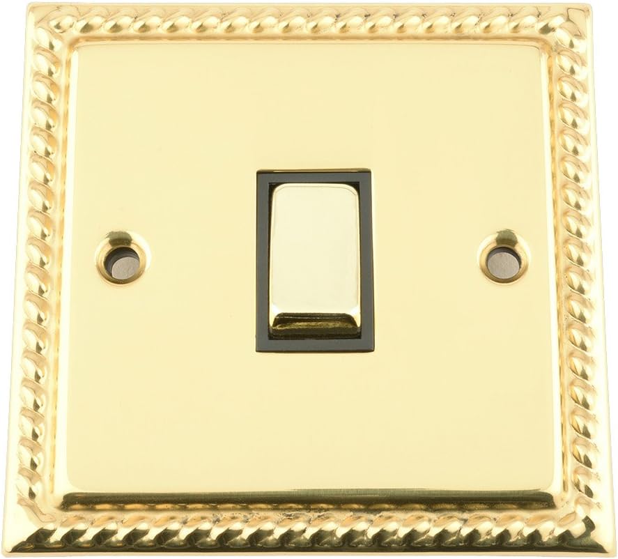 Light Switch Single 1 Gang - Polished Mirror Brass Georgian - Black ...