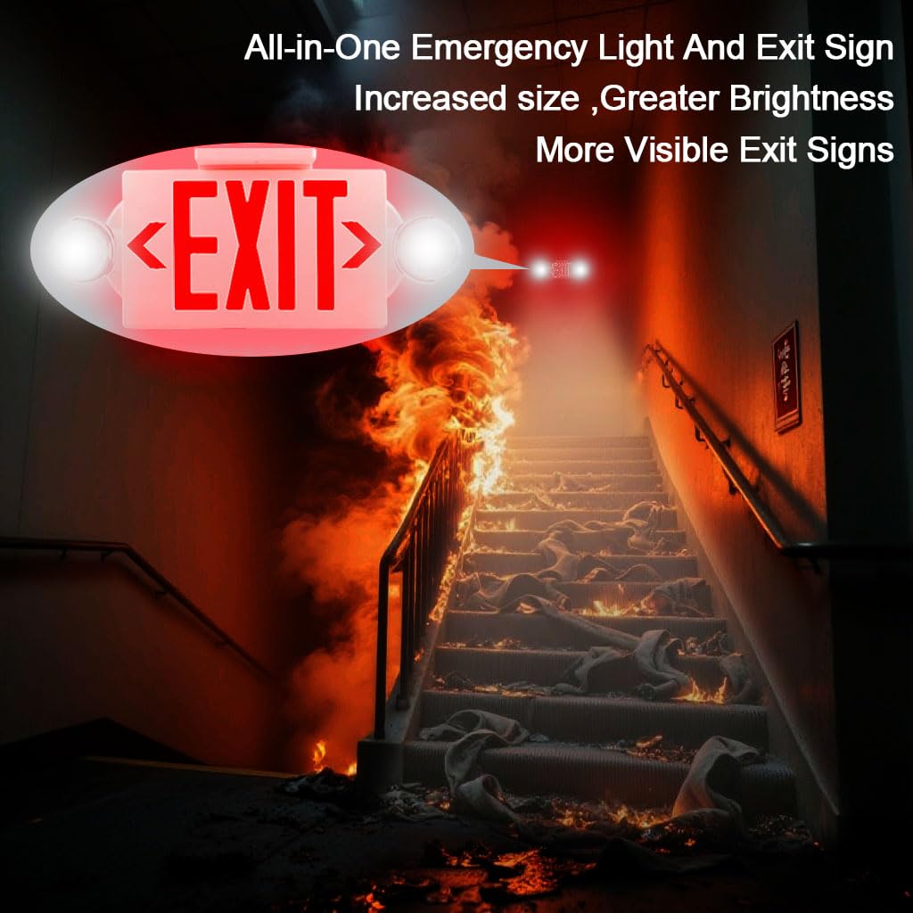 Snapklik.com : AKT LIGHTING Emergency Exit Light, Adjustable Two LED ...