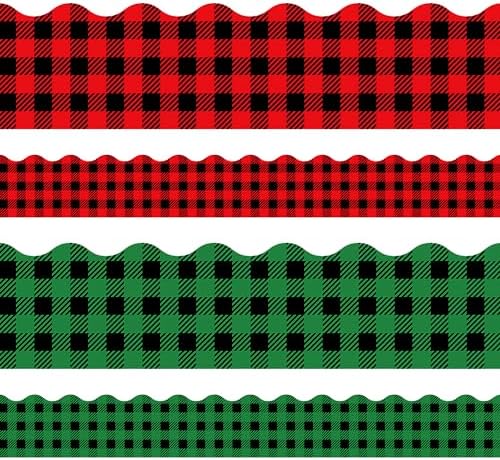 Amazon.com : Lucleag 60PCS Christmas Red and Green Plaid Bulletin Board ...
