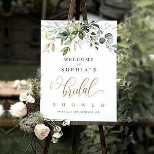 Amazon.com : LI-Ilaria Bridal Shower Welcome Sign, PVC, 12x18, 18x27 ...
