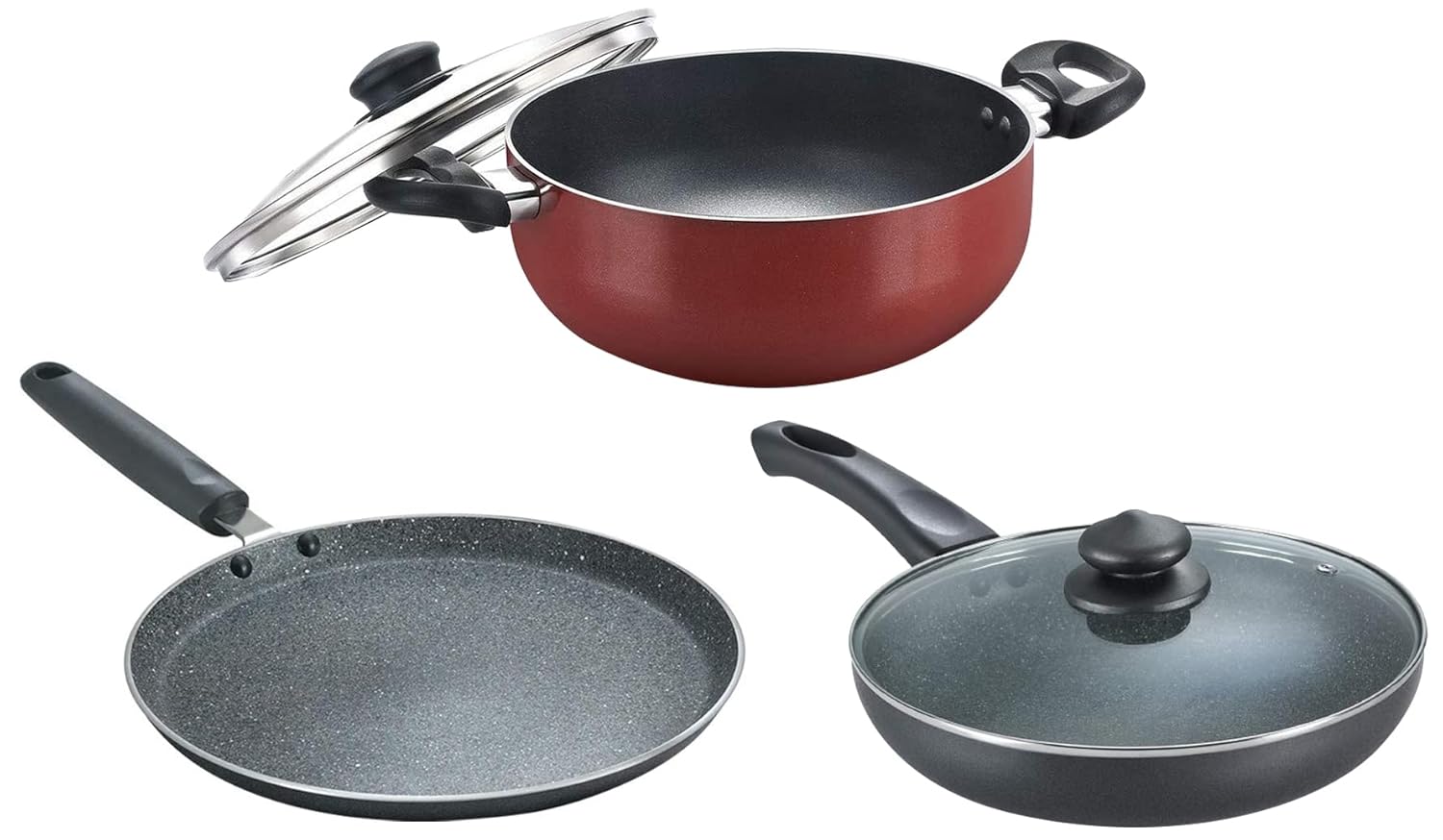 Buy Prestige OMG DLX Induction Base Non-Stick Aluminium Deep Kadhai ...