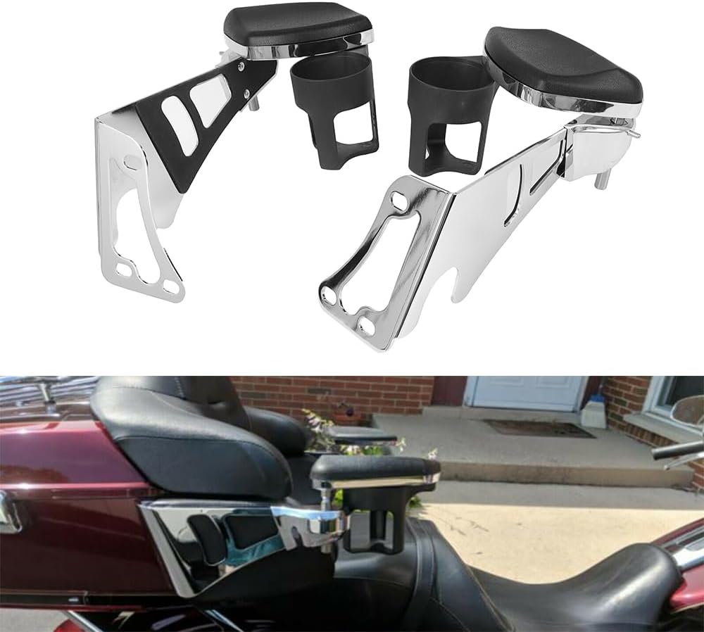Amazon.com: GUDITEM Motorcycle Cup Holder Rear Passenger Armrests W ...