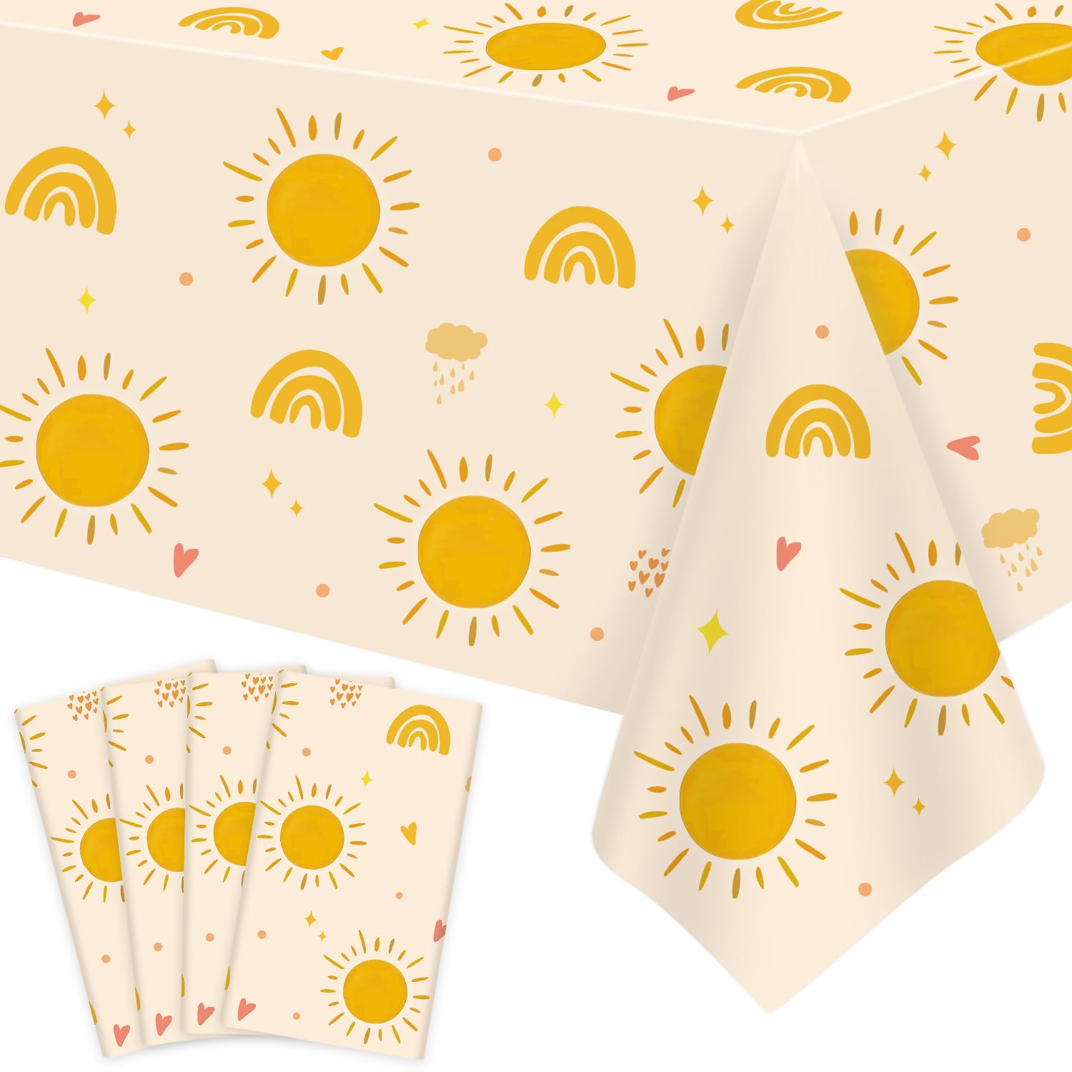 4 Pack Boho Sun Birthday Party Tablecloths Boho Hippie Sunshine Table ...
