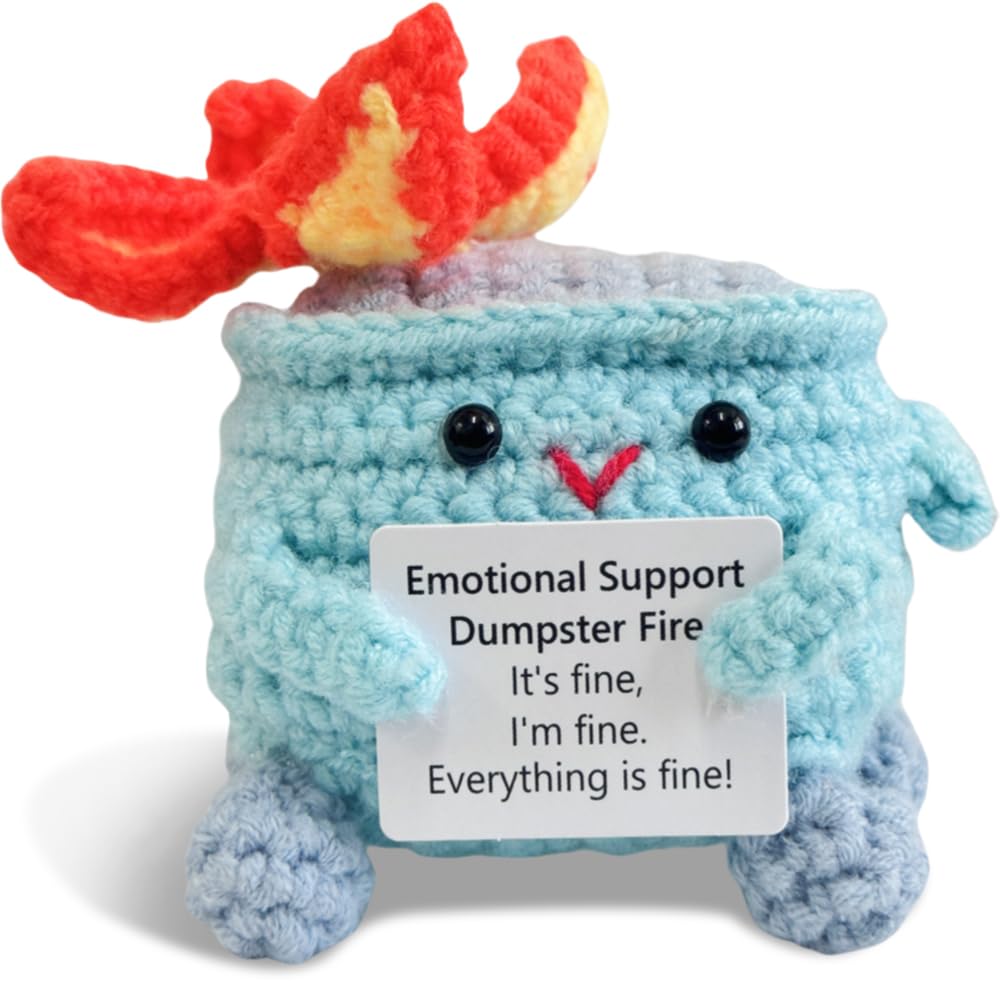 Amazon.com: Emotional Support Crochet Dumpster Fire with Positive Card ...