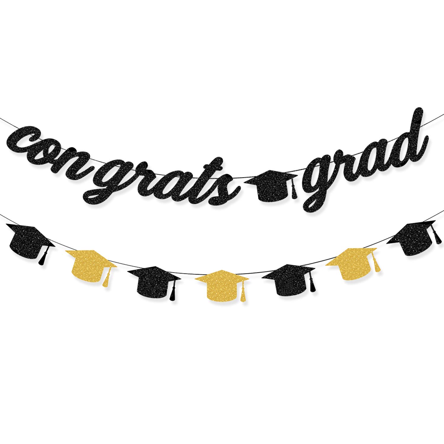 Cavla Glitter Congrats Grad Banner And Graduation Cap Banner 2021 ...