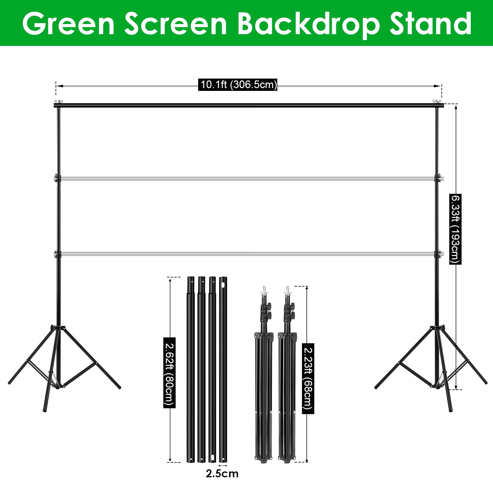 Snapklik.com : Green Screen Backdrop Kit, 6.5 X 10 Ft Portable ...
